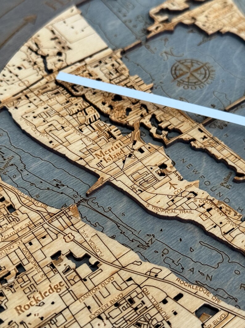 Cocoa Beach Tide and Time Clock Wood Carved Topographic Clock - Etsy