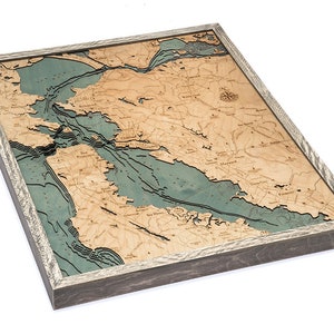 San Francisco / Bay Area Wood Carved Topographic Depth Chart / Map Brown - Etsy