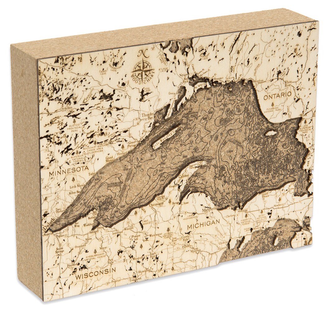 Lake Superior Topographic Cork Decoration - Etsy
