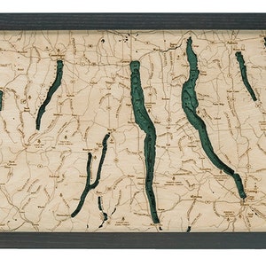 Finger Lakes Wood Carved Topographical Depth Chart / Map - Etsy