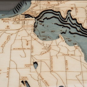 Lake Charlevoix Wood Carved Topographic Depth Chart / Map - Etsy