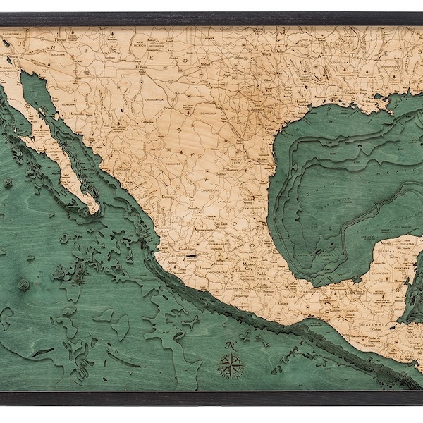 Topographic Map of Mexico - Etsy