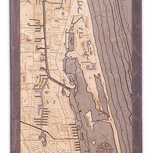 Juno Beach, Florida Wood Carved Topographic Depth Chart / Map - Etsy