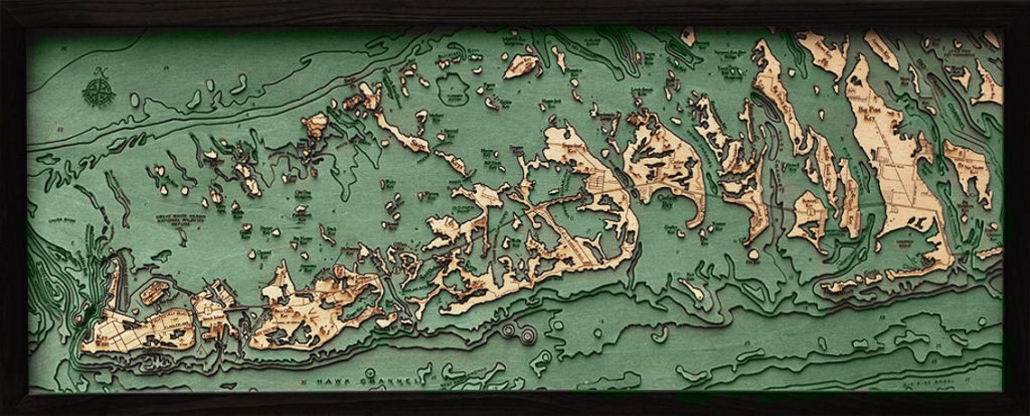 Florida Keys Wood Carved Topographic Depth Chart / Map Brown - Etsy