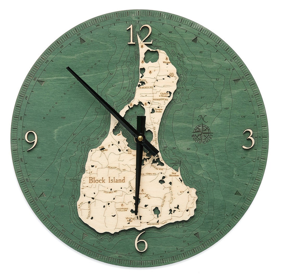 Block Island Wood Carved Clock - Etsy