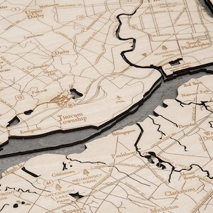 Philadelphia Wood Carved Topographic Depth Chart / Map - Etsy