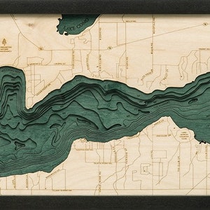 Lake Geneva, WI Wood Carved Topographic Depth Chart / Map - Etsy