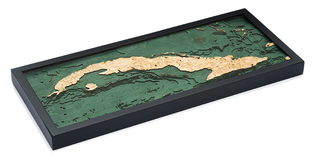 Cuba Wood Carved Topographic Depth Chart / Map - Etsy