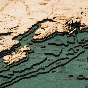 Alaska Wood Carved Topographic Depth Chart / Map - Etsy