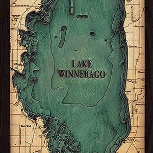 Lake Winnebago Wood Carved Topographic Depth Chart / Map - Etsy