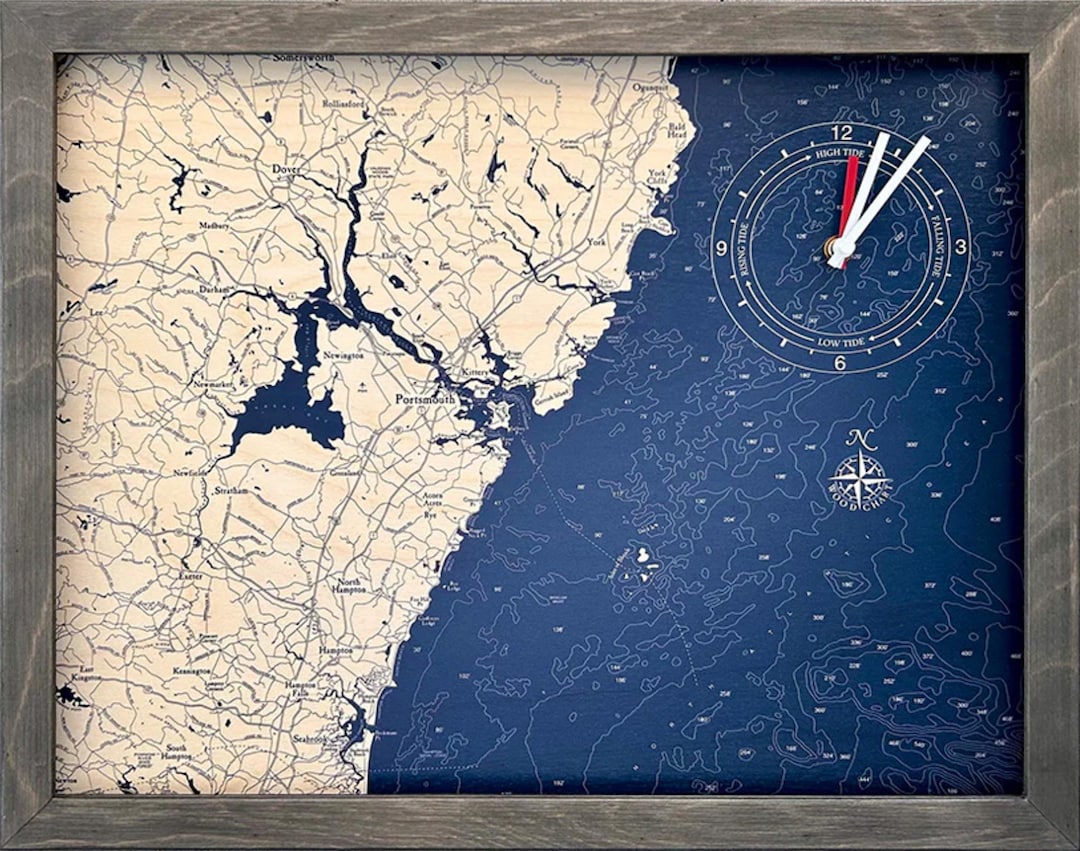 New Hampshire Coast Tide & Time Clock Wood Carved Topographic Clock - Etsy