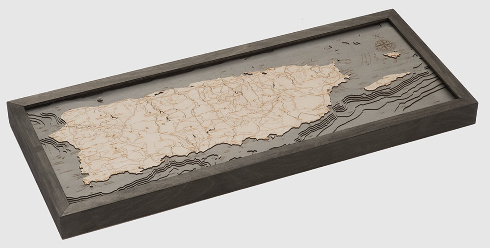 Puerto Rico Wood Carved Topographic Depth Chart / Map - Etsy