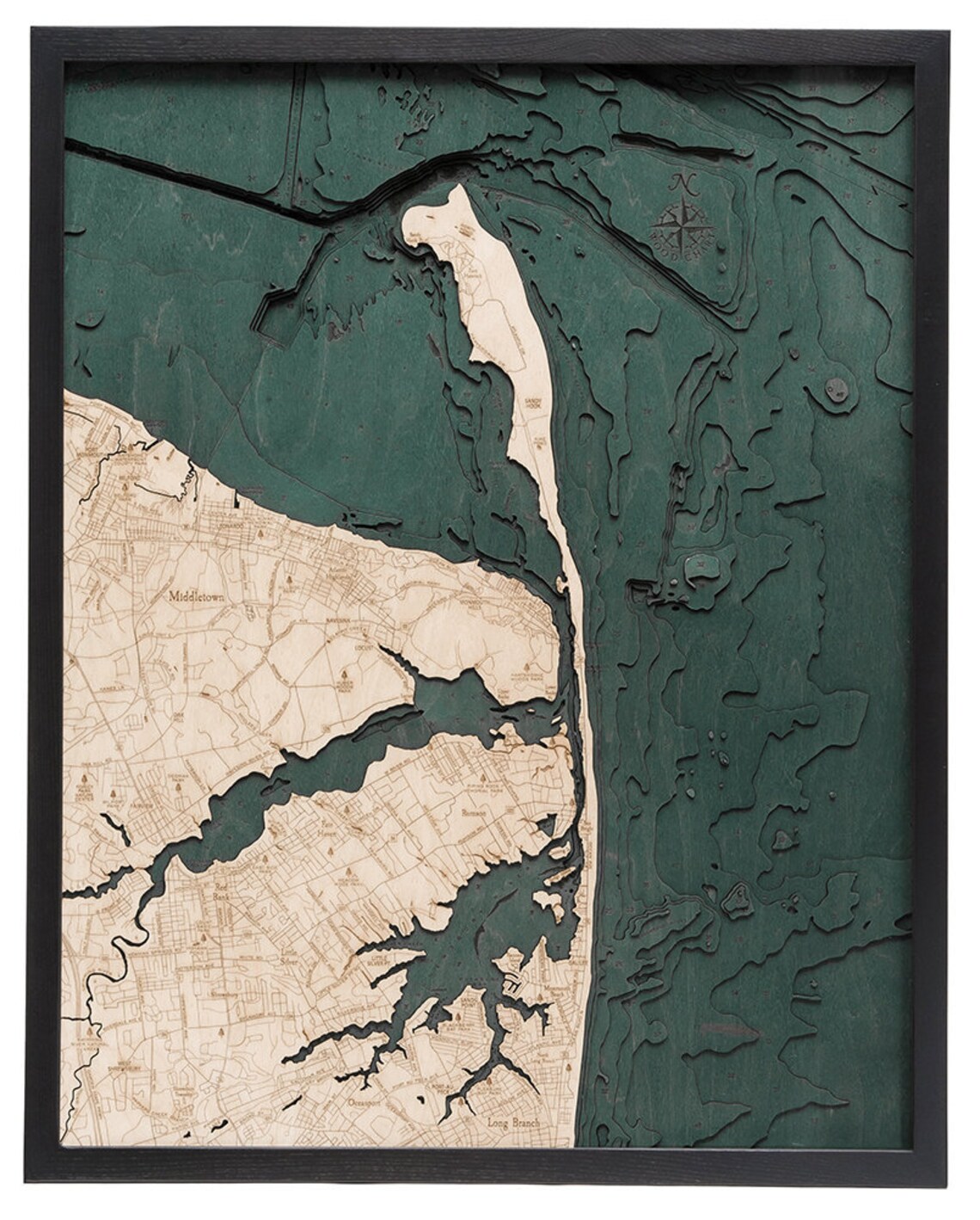 Rumson New Jersey Wood Carved Topographic Depth Chart / Map | Etsy