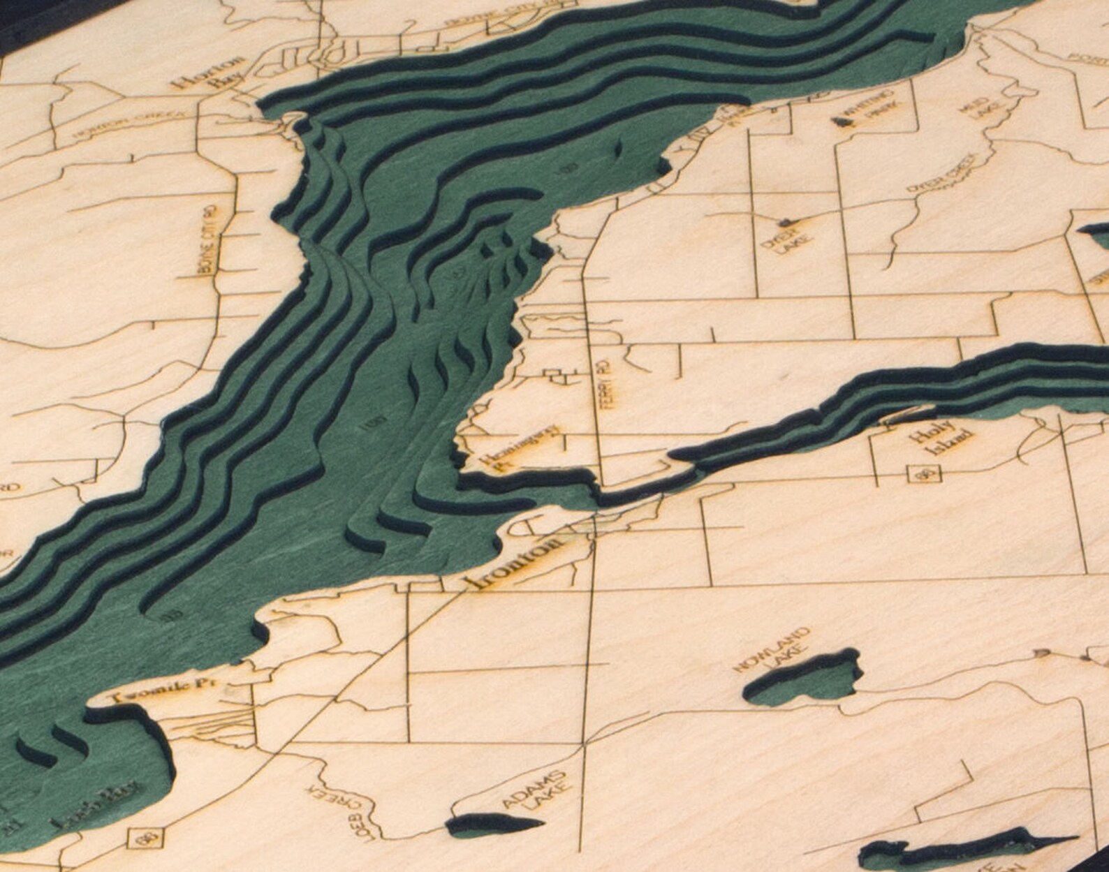 Lake Charlevoix Wood Carved Topographic Depth Chart / Map - Brown - Etsy