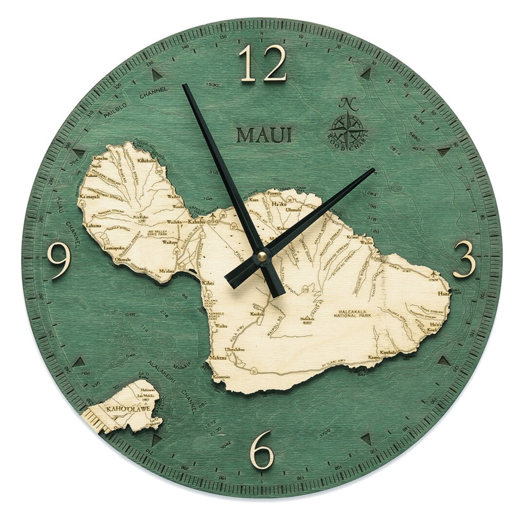 Maui, Hawaii Wood Carved Clock - Etsy