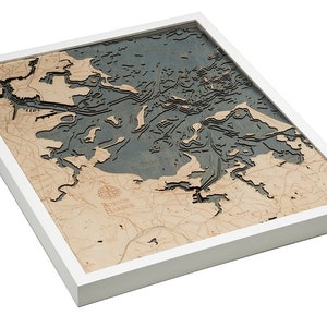 Boston Harbor Wood Carved Topographic Depth Chart / Map - Etsy