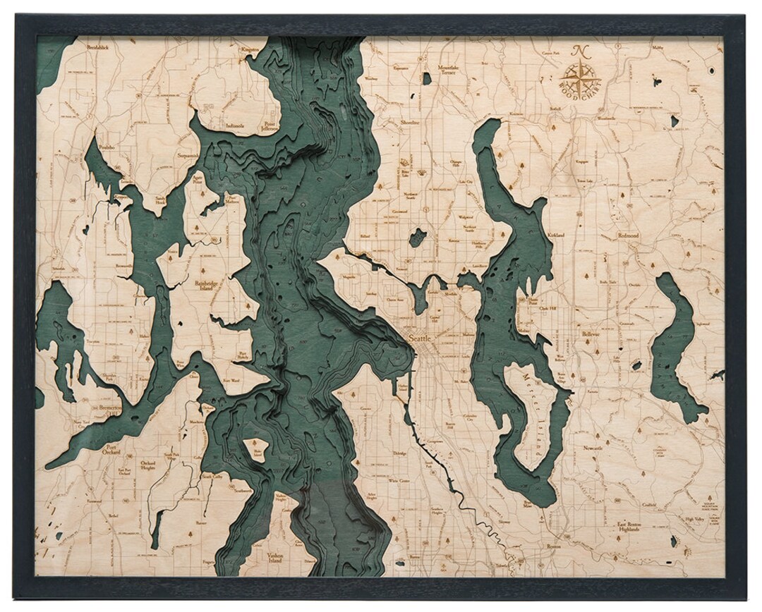 Seattle, WA Wood Carved Topographical Map - Etsy