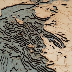 Lake Michigan Wood Carved Topographic Depth Chart / Map - Etsy