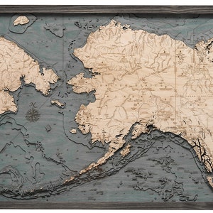 Alaska Wood Carved Topographic Depth Chart / Map - Etsy