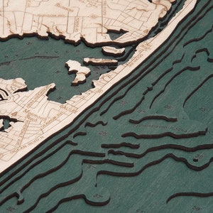 Rumson, New Jersey Wood Carved Topographic Depth Chart / Map - Etsy