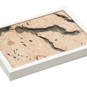 Lake Charlevoix Wood Carved Topographic Depth Chart / Map - Brown - Etsy