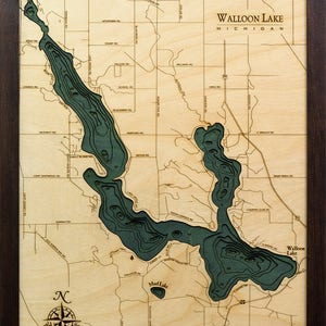 Walloon Lake, Michigan Wood Carved Topographic Depth Chart / Map - Etsy