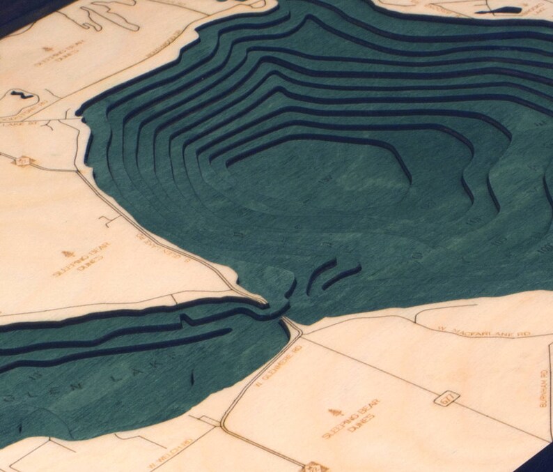 Glen Lake Michigan Wood Carved Topographic Depth Chart / Map - Etsy