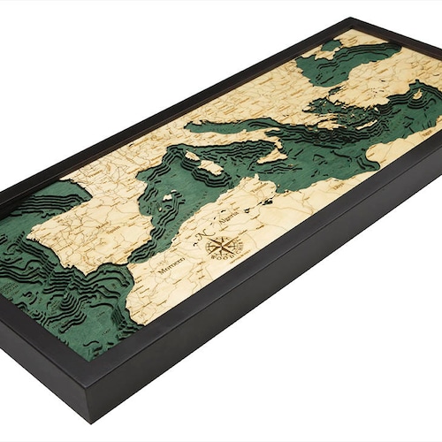 Boston Harbor Wood Carved Topographic Depth Chart / Map | Etsy