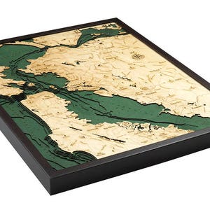 San Francisco / Bay Area Wood Carved Topographic Depth Chart / Map - Brown - Etsy