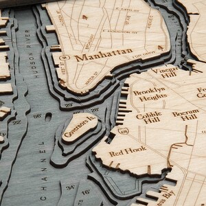 Brooklyn, NY Wood Carved Topographic Depth Chart / Map - Etsy