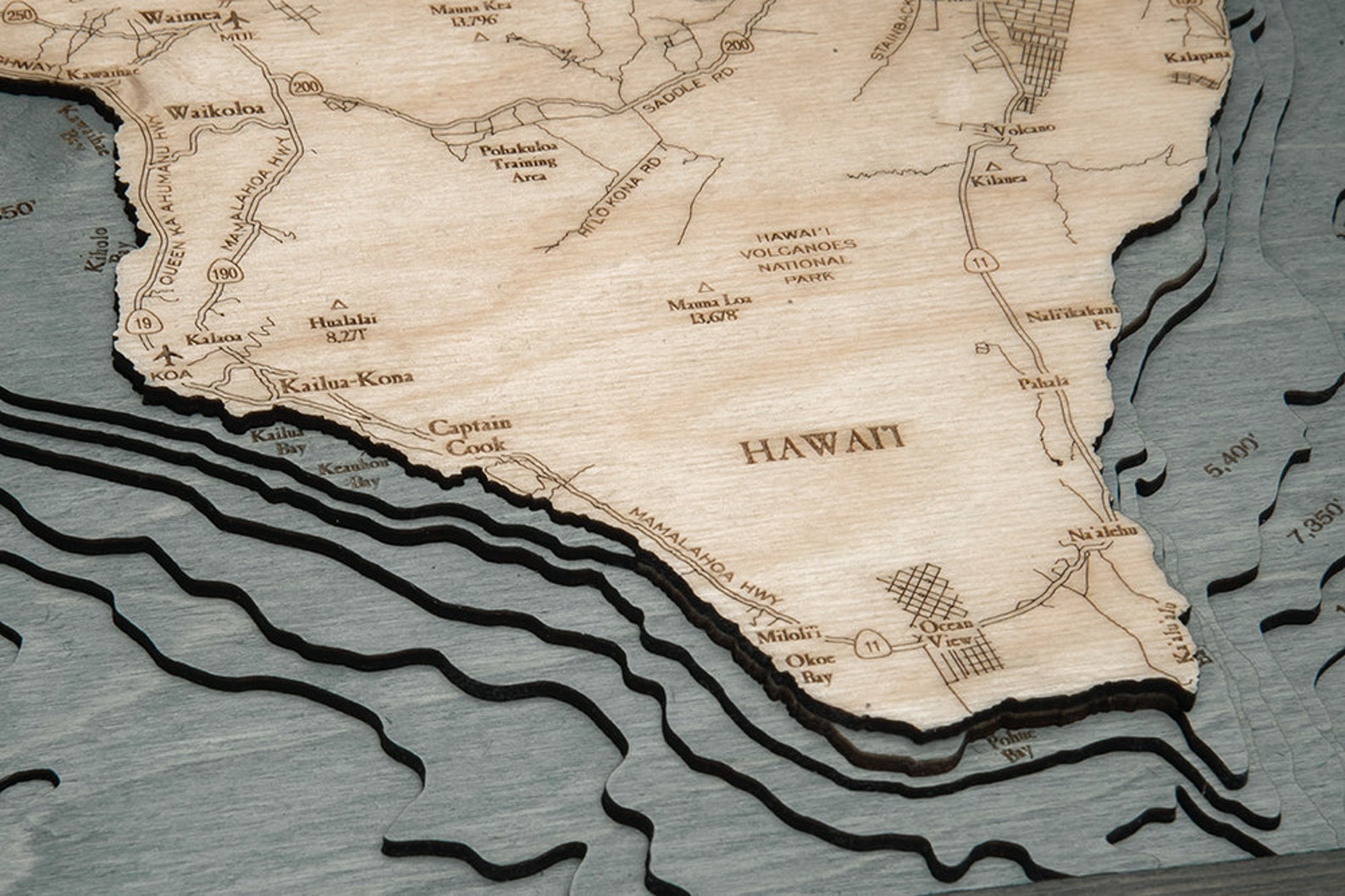 Hawaiian Islands Wood Carved Topographic Depth Chart / Map - Etsy