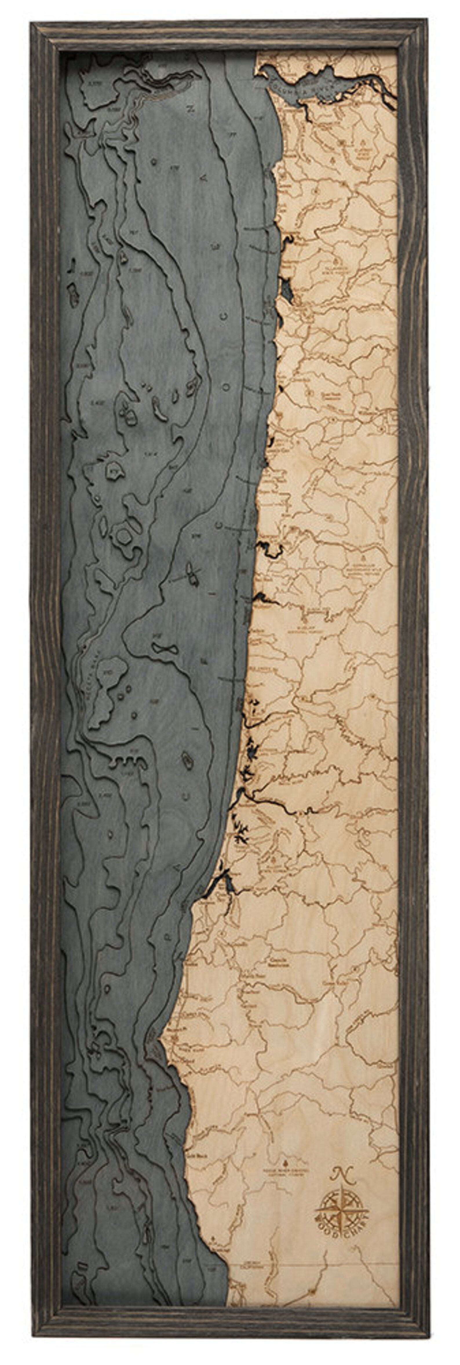 Oregon Coast Wood Carved Topographic Depth Chart / Map - Etsy