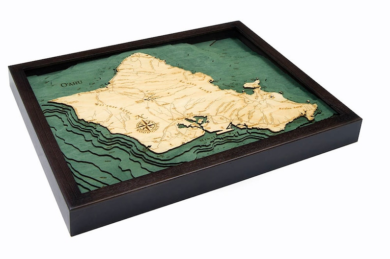 Oahu Wood Carved Topographic Depth Chart / Map - Etsy