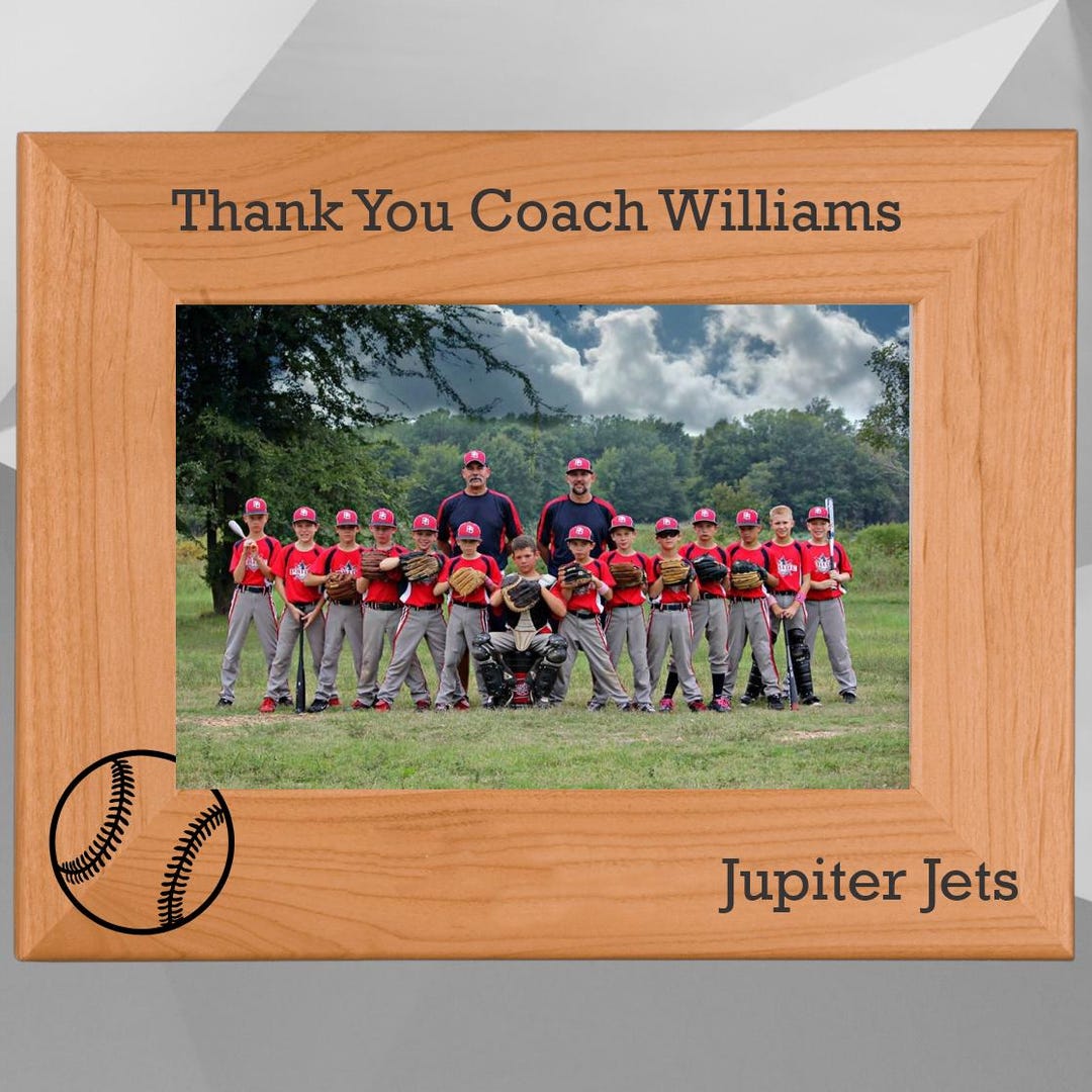 Personalized Baseball Coach Picture Frame, Engraved Wood Frame - Etsy