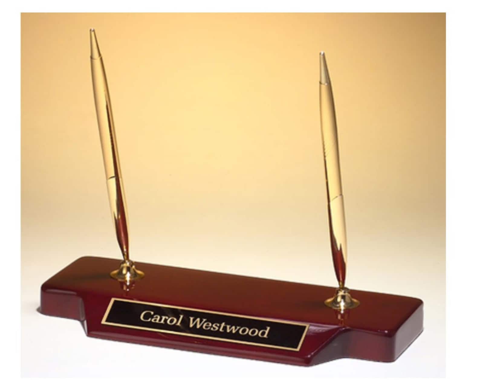 Personalized Desk Pen Stand 2 Pens Wood With Piano Finish - Etsy