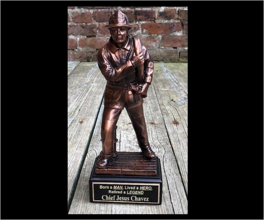 Fire Fighter Award, Simulated Bronze Fireman Statue, Emergency Response ...