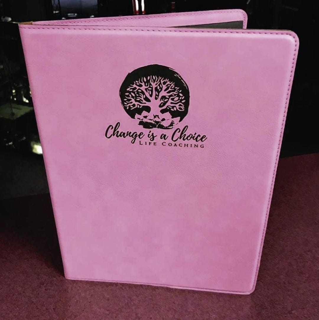 Personalized Pink Leatherette Portfolio With Notepad: Custom Engraved ...