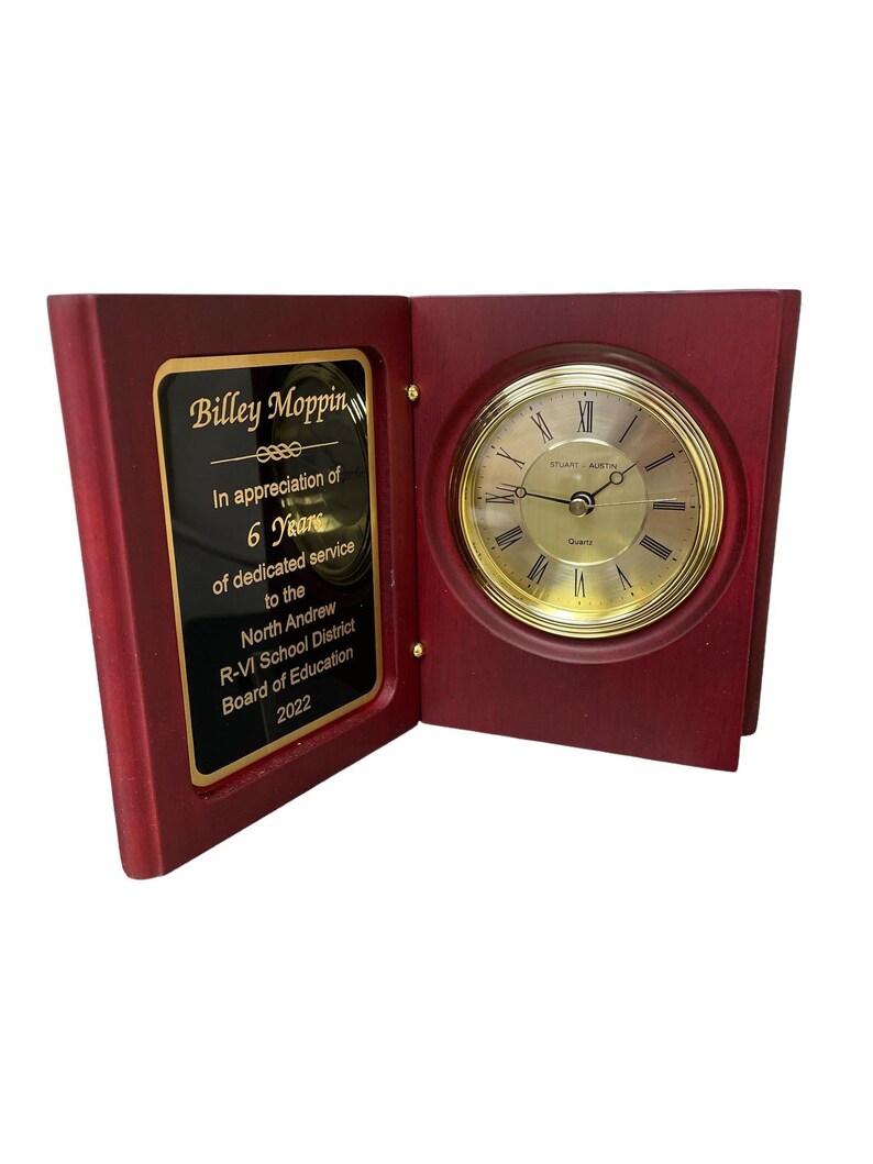 Personalized Desk Clock Book Clock Plaque. Hand Rubbed - Etsy