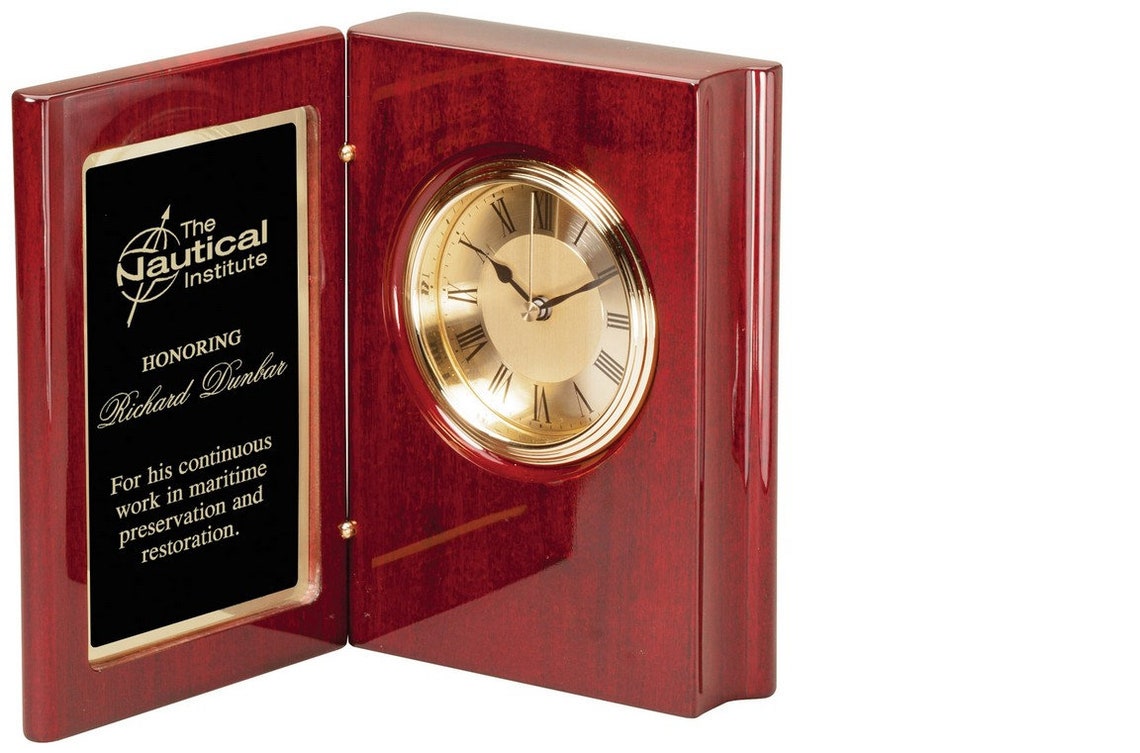 Personalized Desk Clock Book Clock Plaque Solid Piano Finish - Etsy