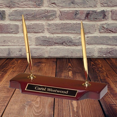 Engraved Pen Set With Piano Finish Stand | Custom Desk Gift for Boss or ...