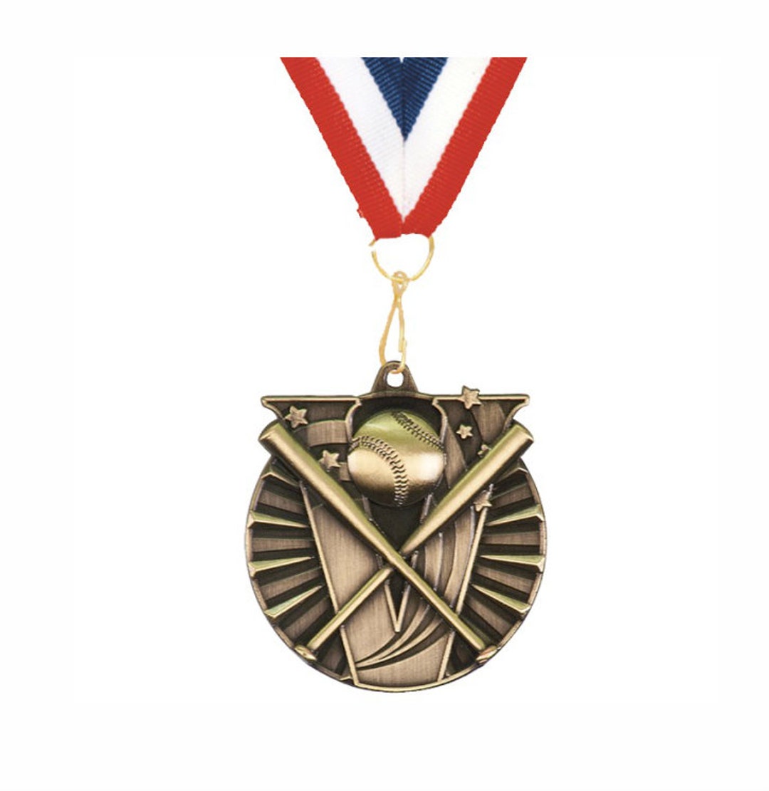 Customizable Baseball Award Medal – Antique Finish With Neck Ribbon - Etsy