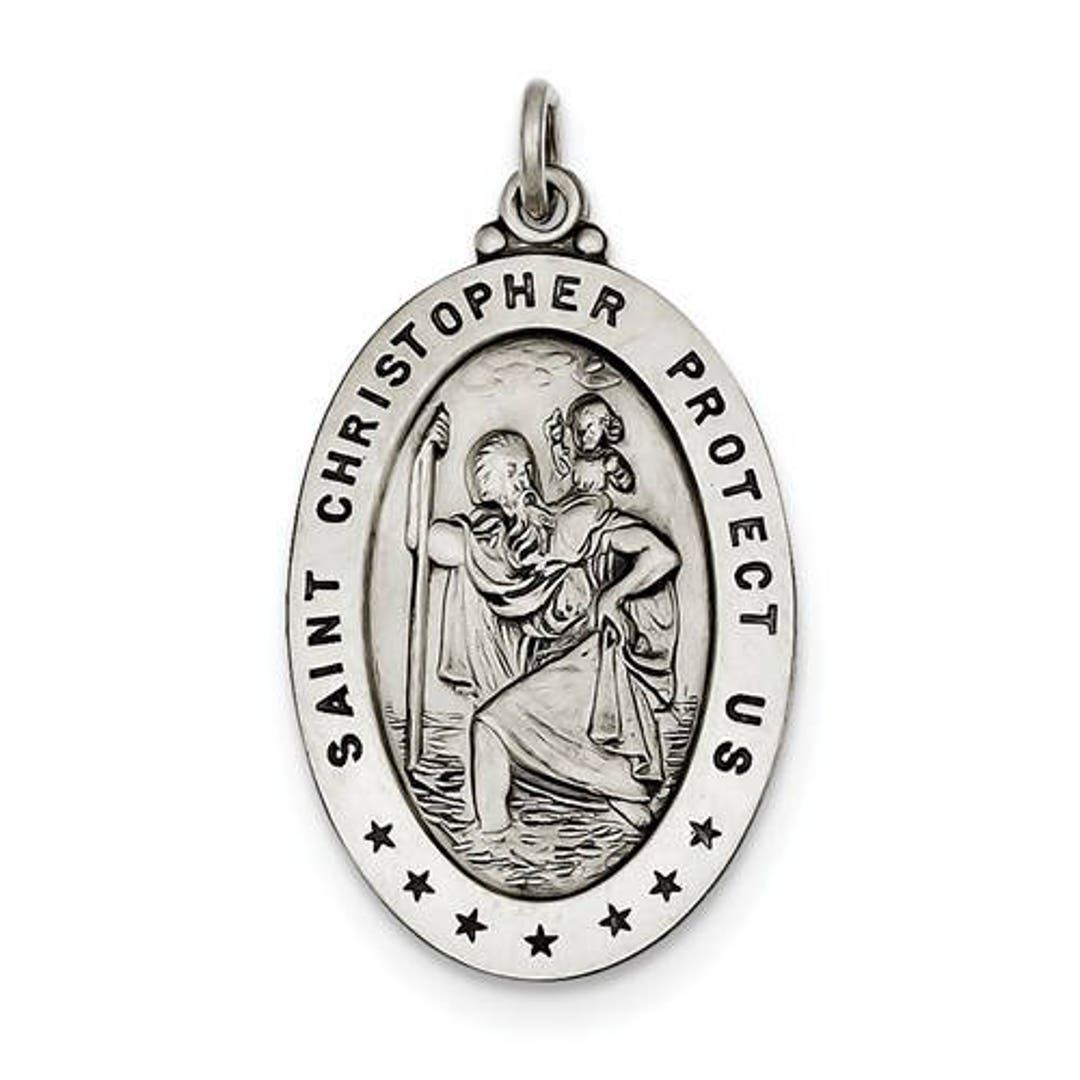 St. Christopher Medal, Sterling Silver Pendent Only, Personalized St ...