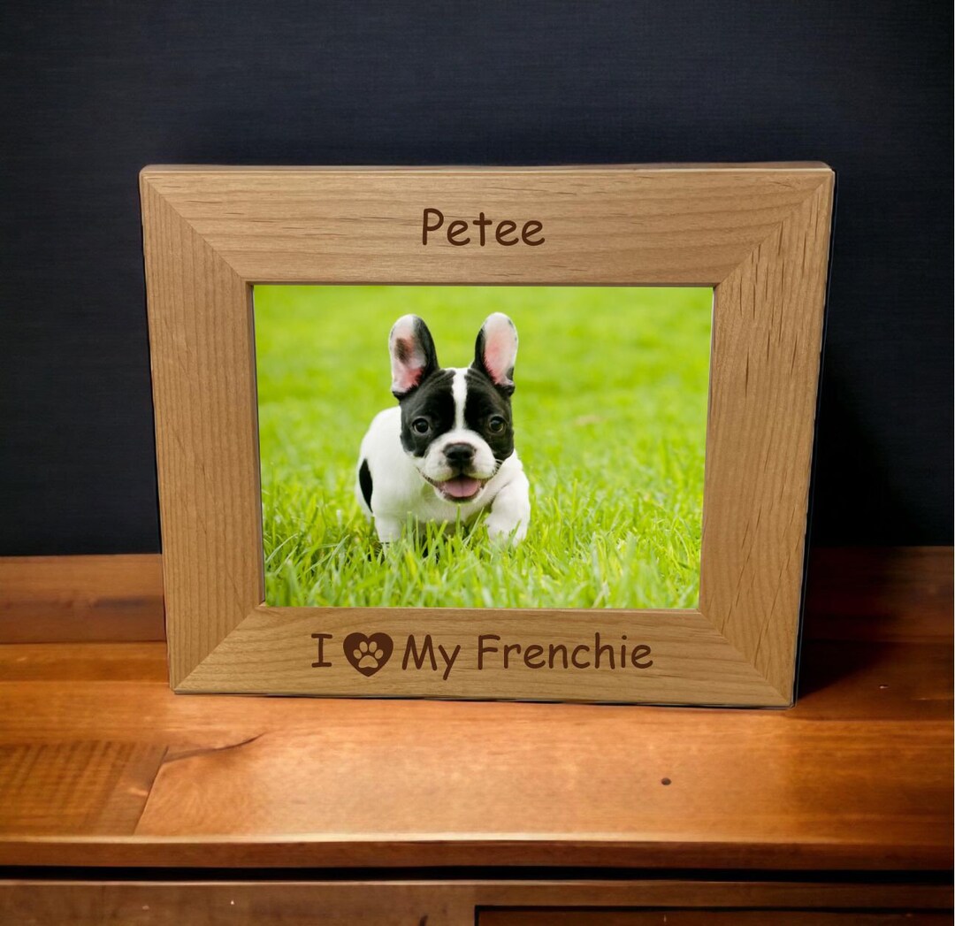 Personalized French Bulldog Picture Frame: Engraved Alder Wood, Dog ...