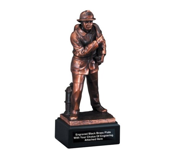 Fire Fighter Award Simulated Bronze Fireman Statue Emergency | Etsy