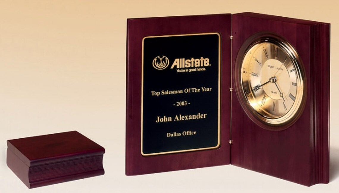 Personalized Desk Clock Book Clock Plaque. Hand Rubbed - Etsy