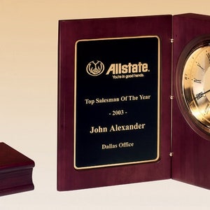 Personalized Desk Clock Book Clock Plaque. Hand Rubbed Mahoghany Finish ...