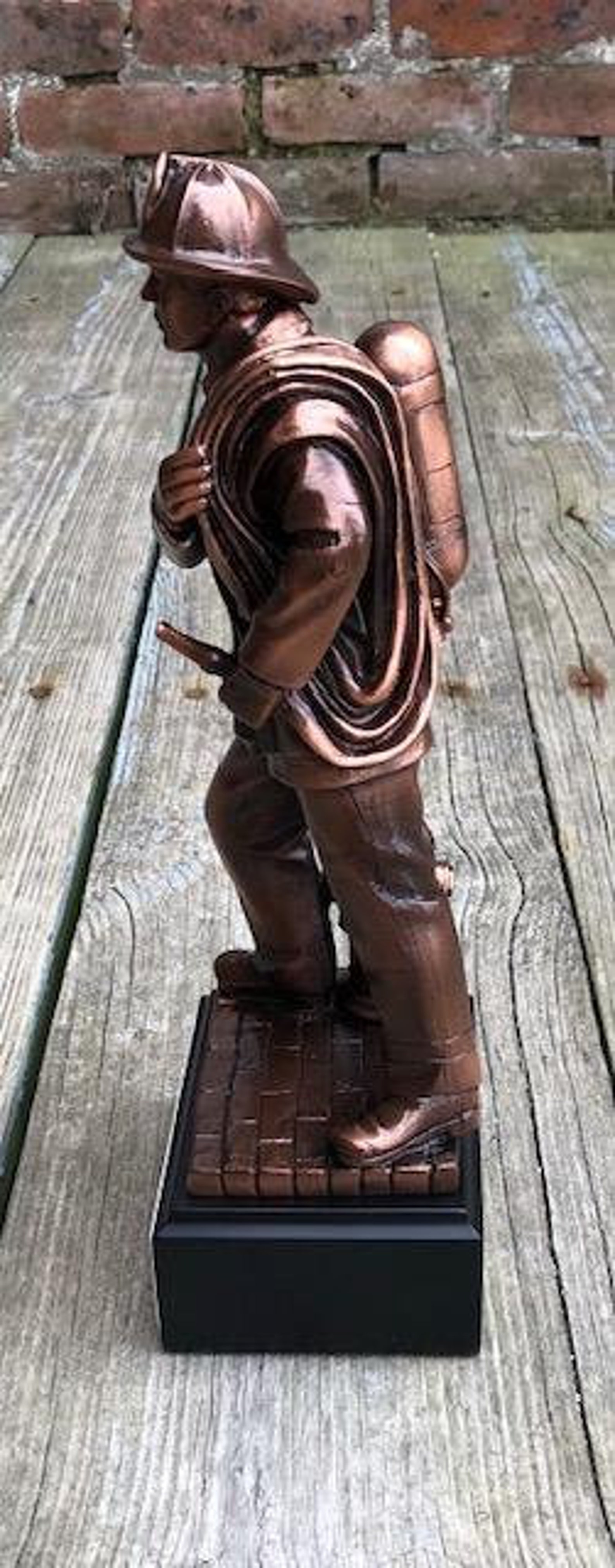Fire Fighter Award Simulated Bronze Fireman Statue Emergency | Etsy