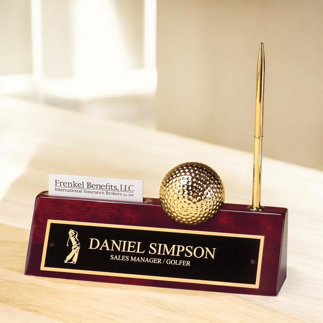 Personalized Golf Pen Gift Set: Piano Finish Desk Organizer - Etsy