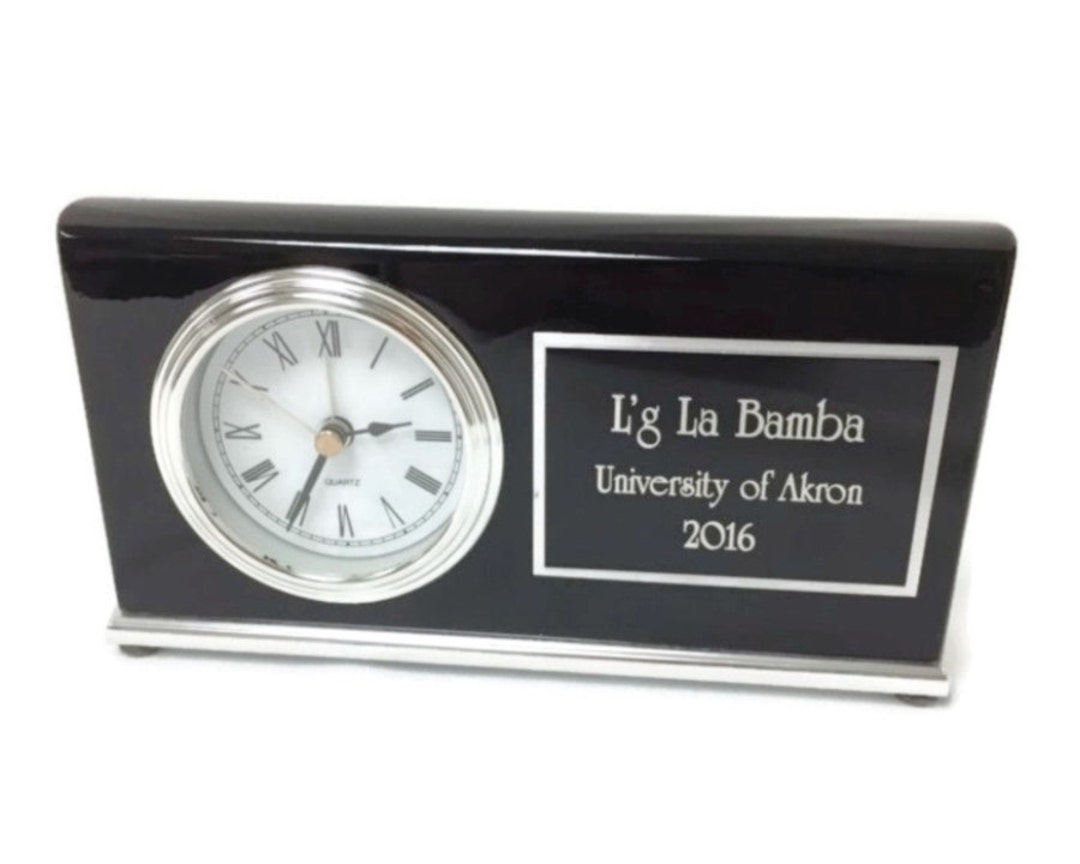 Personalized Engraved Desk Clock, High Gloss Black Piano Finish ...