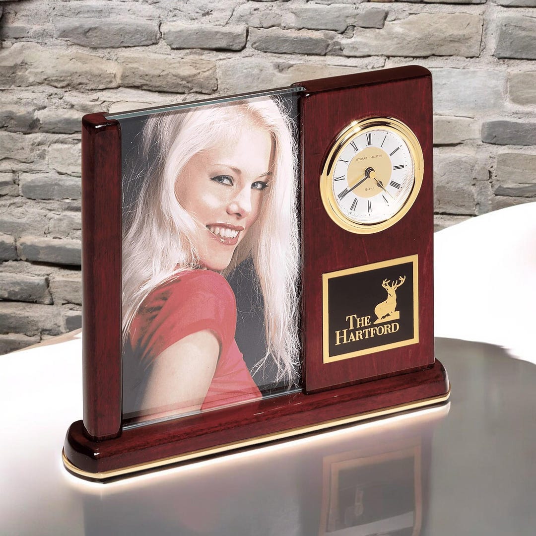 Personalized Photo Desk Clock: Engraved Piano Finish Wood Gift - Etsy